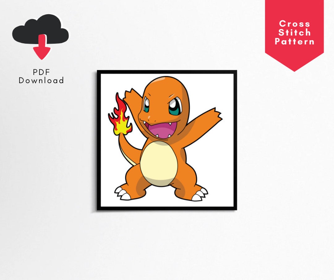 Charmander Cross Stitch Pattern, Cute Charmander Gifts, Nerdy Cross ...