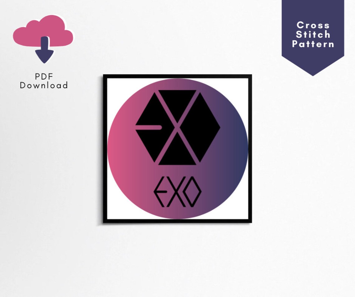 EXO Logo Cross Stitch Pattern, Exo Cross Stitch PDF, Kpop Cross Stitch ...