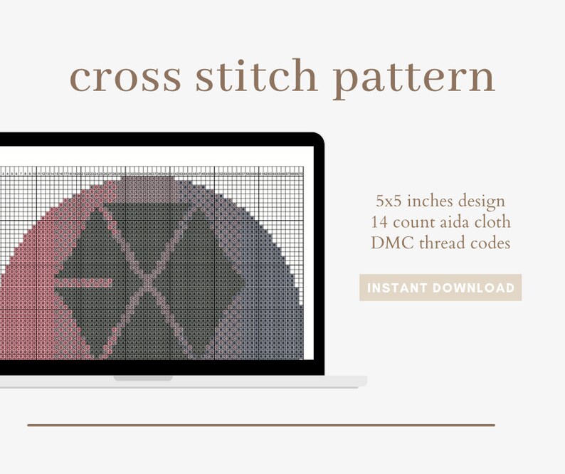 EXO Logo Cross Stitch Pattern, Exo Cross Stitch PDF, Kpop Cross Stitch ...
