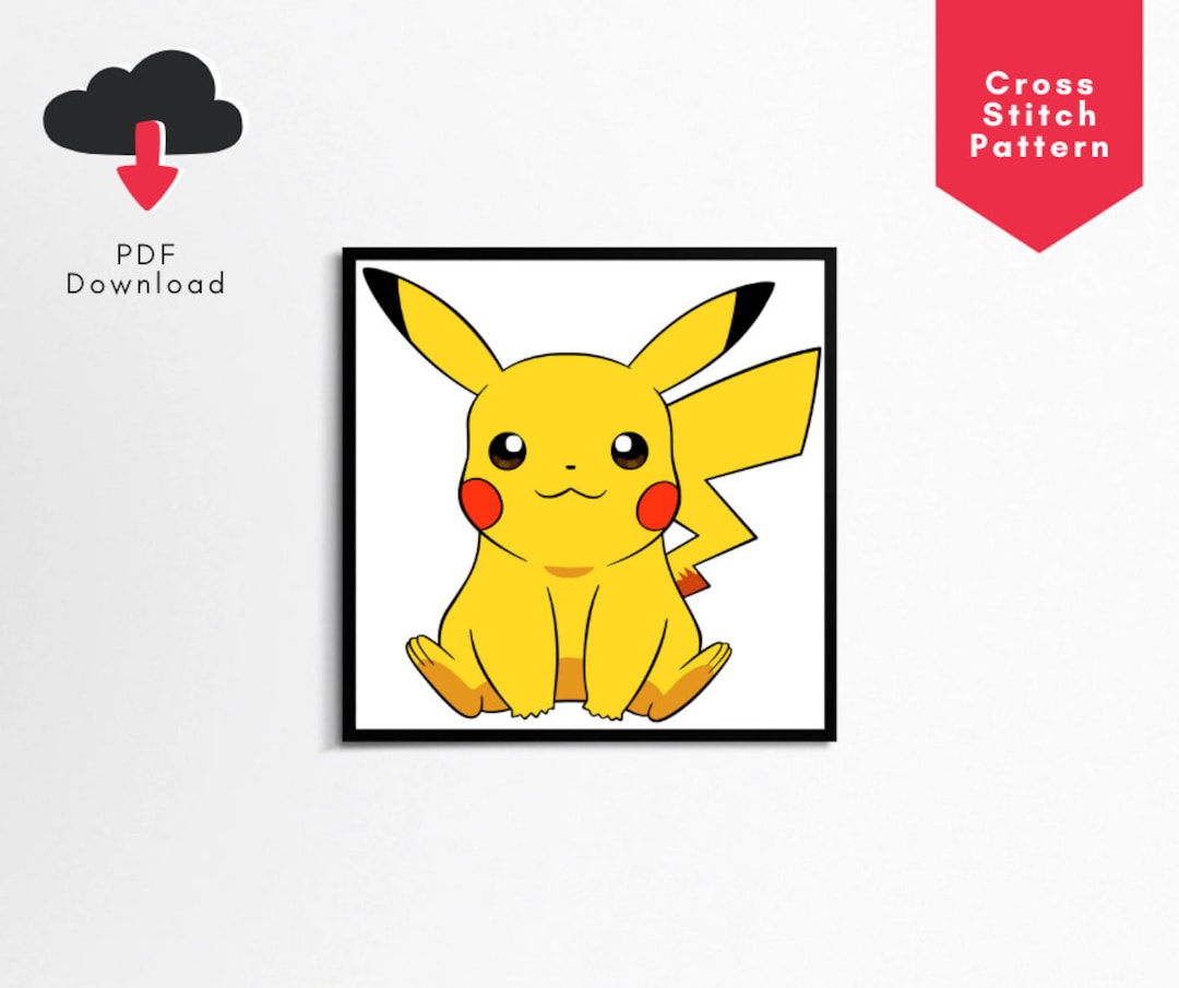 Pikachu Cross Stitch Pattern, Pikachu Gift, Nerdy Cross Stitch, Pikachu ...