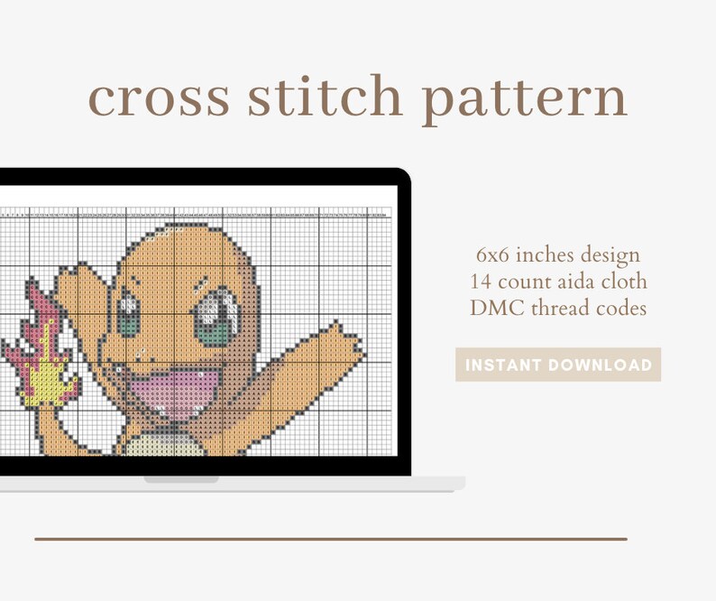 Charmander Cross Stitch Pattern Cute Charmander Gifts Nerdy - Etsy