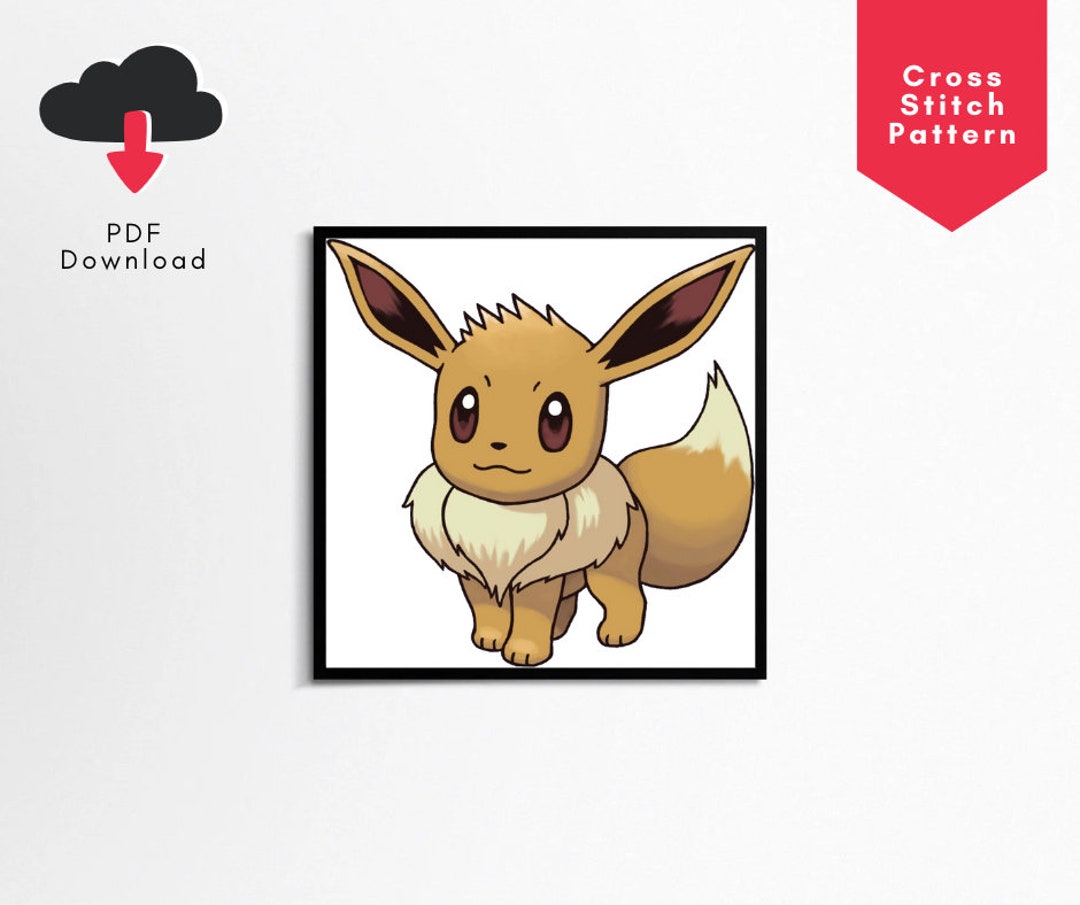Eevee Cross Stitch Pattern, Eevee Gifts, Nerdy Cross Stitch, Eevee ...