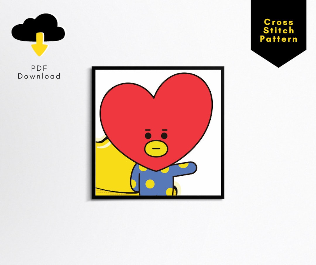 BT21 Tata Mini Cross Stitch Pattern BT21 Tata Gift Handmade Cross ...