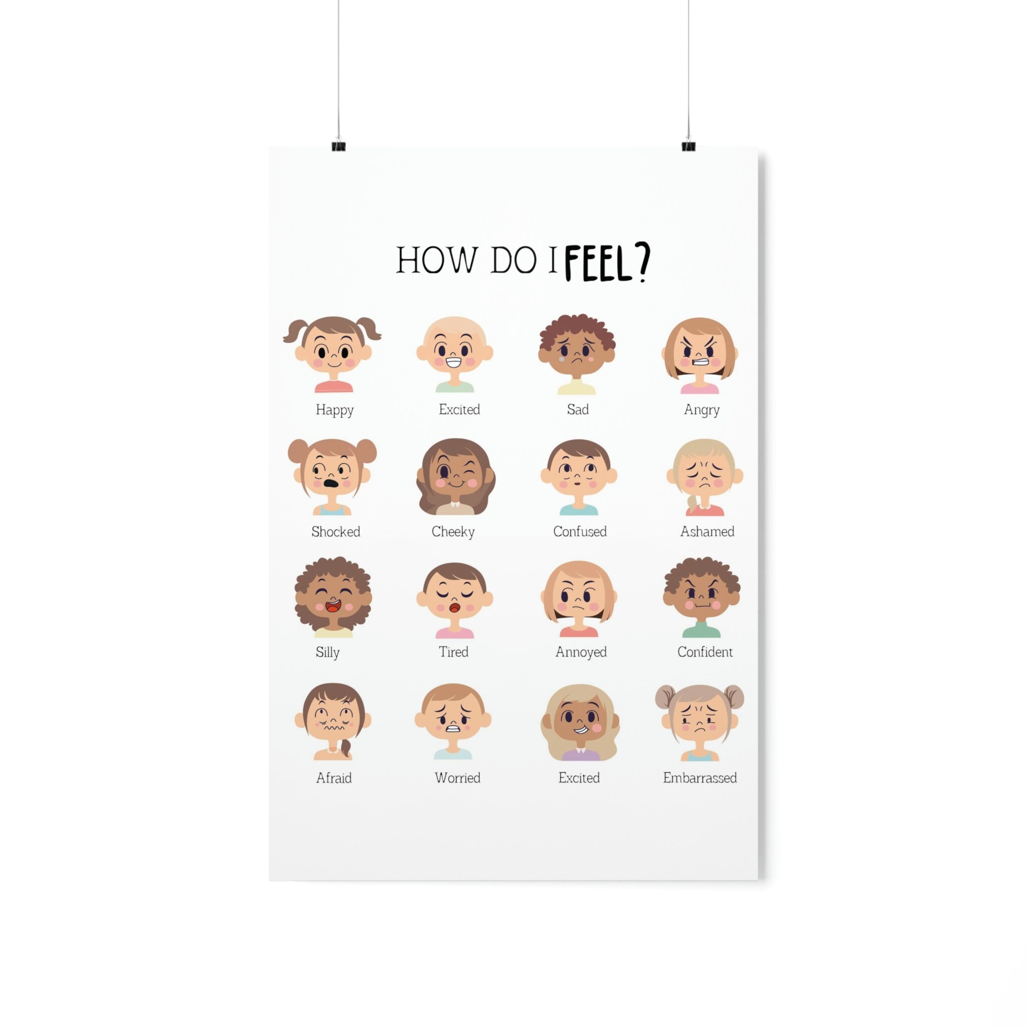 Feelings Poster, Emotions Chart, Classroom Decor, Montessori Homeschool ...