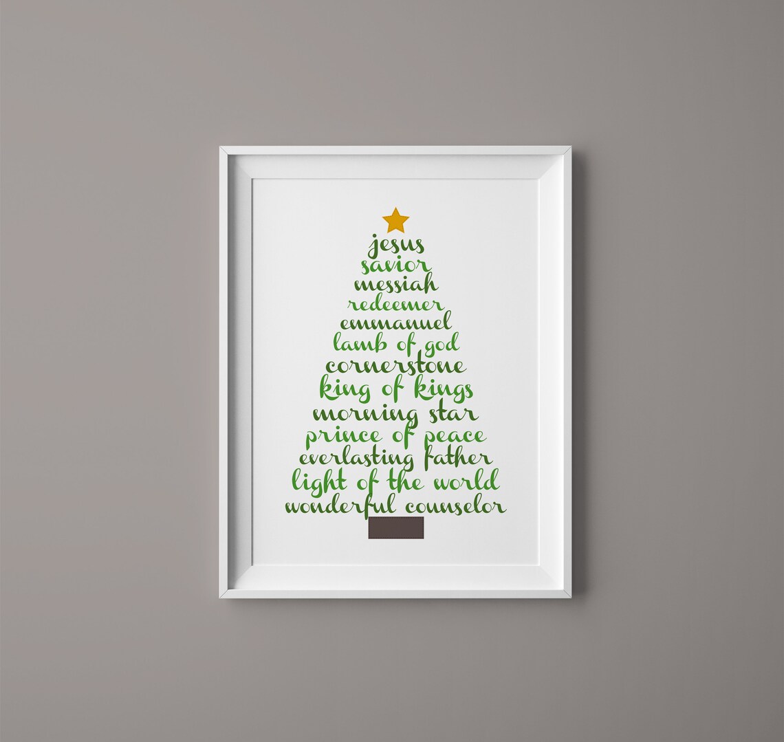 Printable Christmas Tree Names of Jesus Art Print • Unique Christmas ...