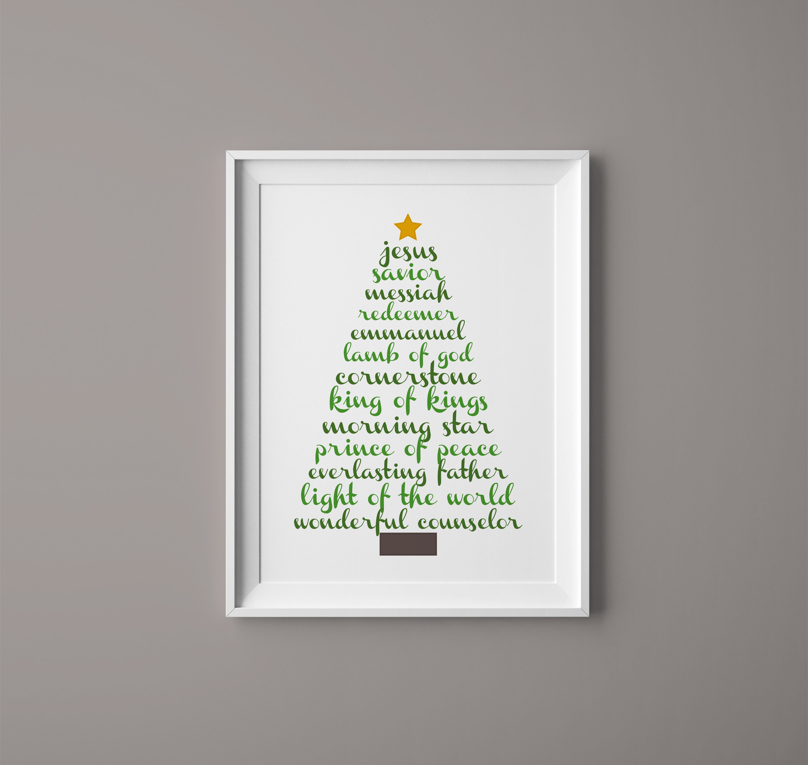 Printable Christmas Tree Names of Jesus Art Print • Unique Christmas ...