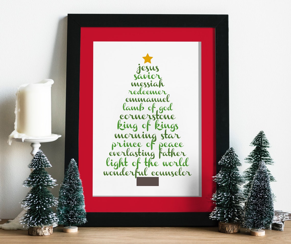 Printable Christmas Tree Names of Jesus Art Print • Unique Christmas ...
