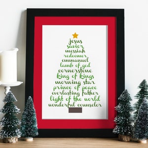 Printable Christmas Tree Names of Jesus Art Print • Unique Christmas ...