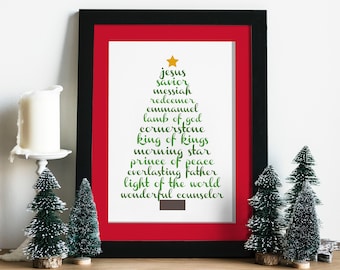 Printable Christmas Tree Names of Jesus Art Print • Unique Christmas ...