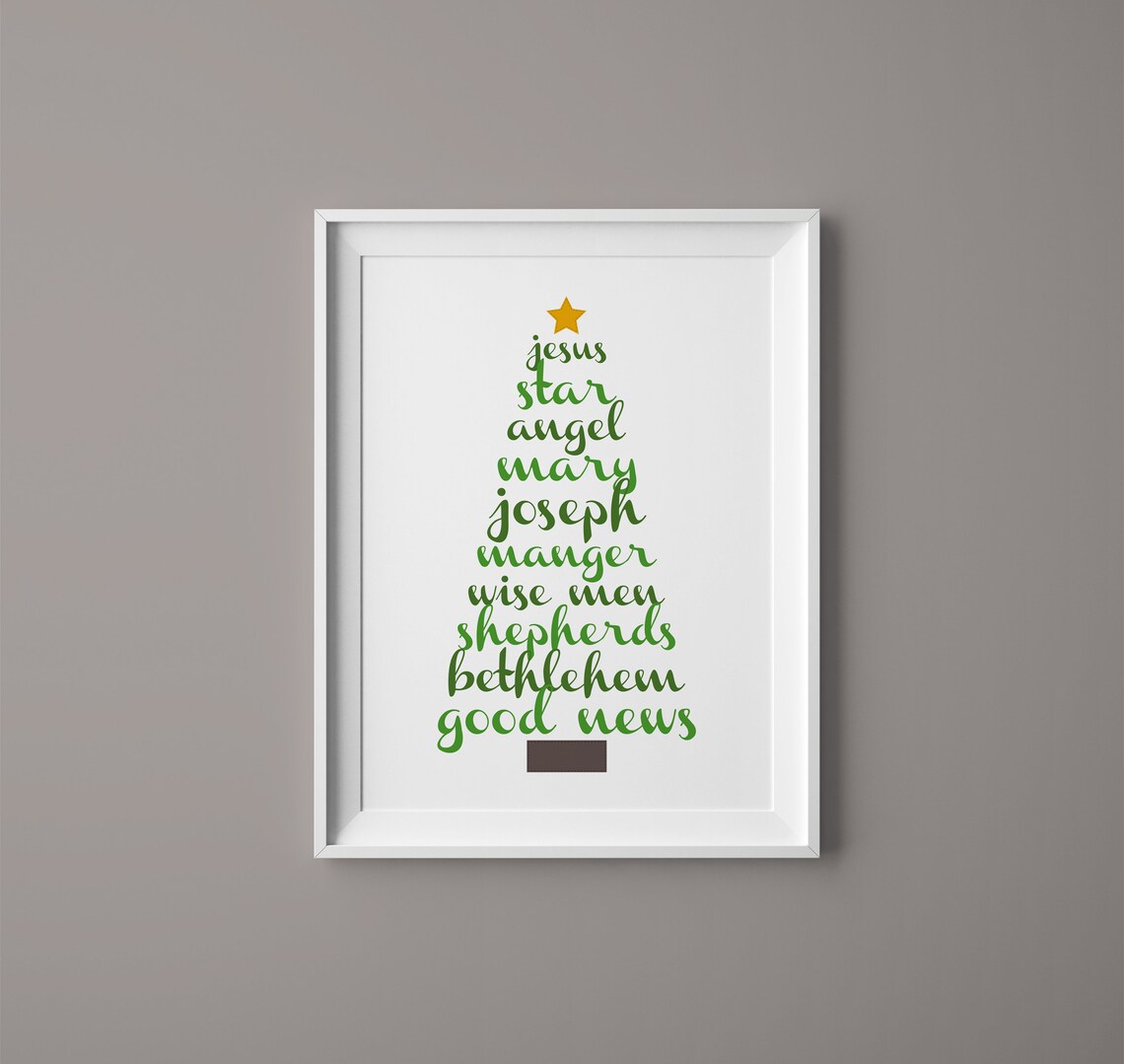 Printable Christmas Tree Nativity Art Print • Unique Christmas Gift ...