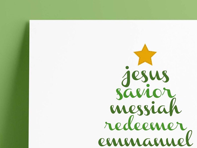 Printable Christmas Tree Names of Jesus Art Print • Unique Christmas ...