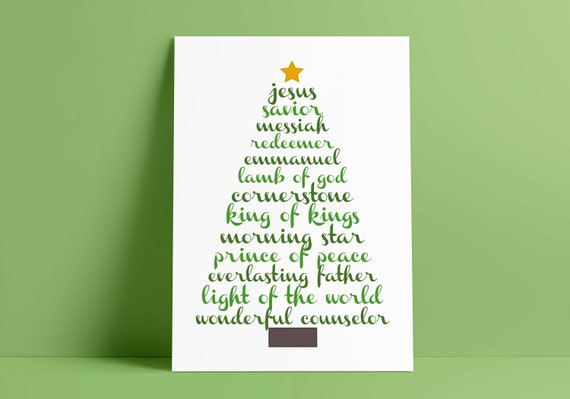 Printable Christmas Tree Names of Jesus Art Print Unique | Etsy