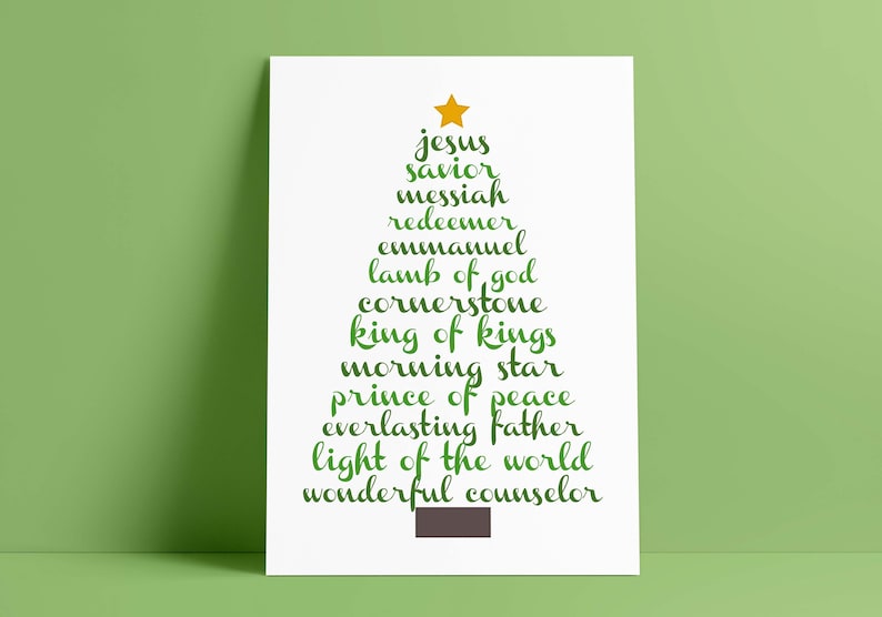 Printable Christmas Tree Names of Jesus Art Print • Unique Christmas ...