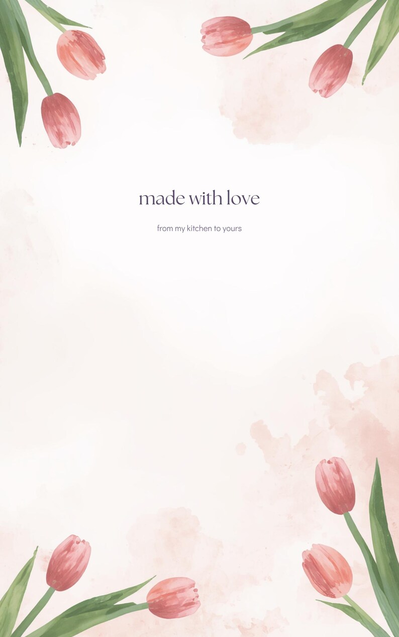 Pink Tulip Watercolor Recipe Binder, Floral Cookbook Organizer (instant ...