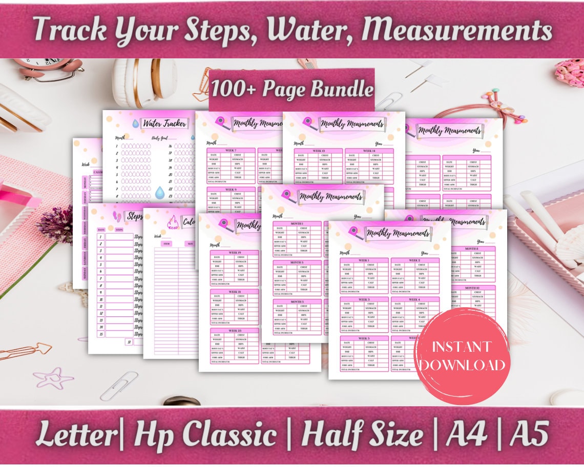 Pink Weight Loss Tracker, Weight Loss Journal Printable, ADHD Planner ...