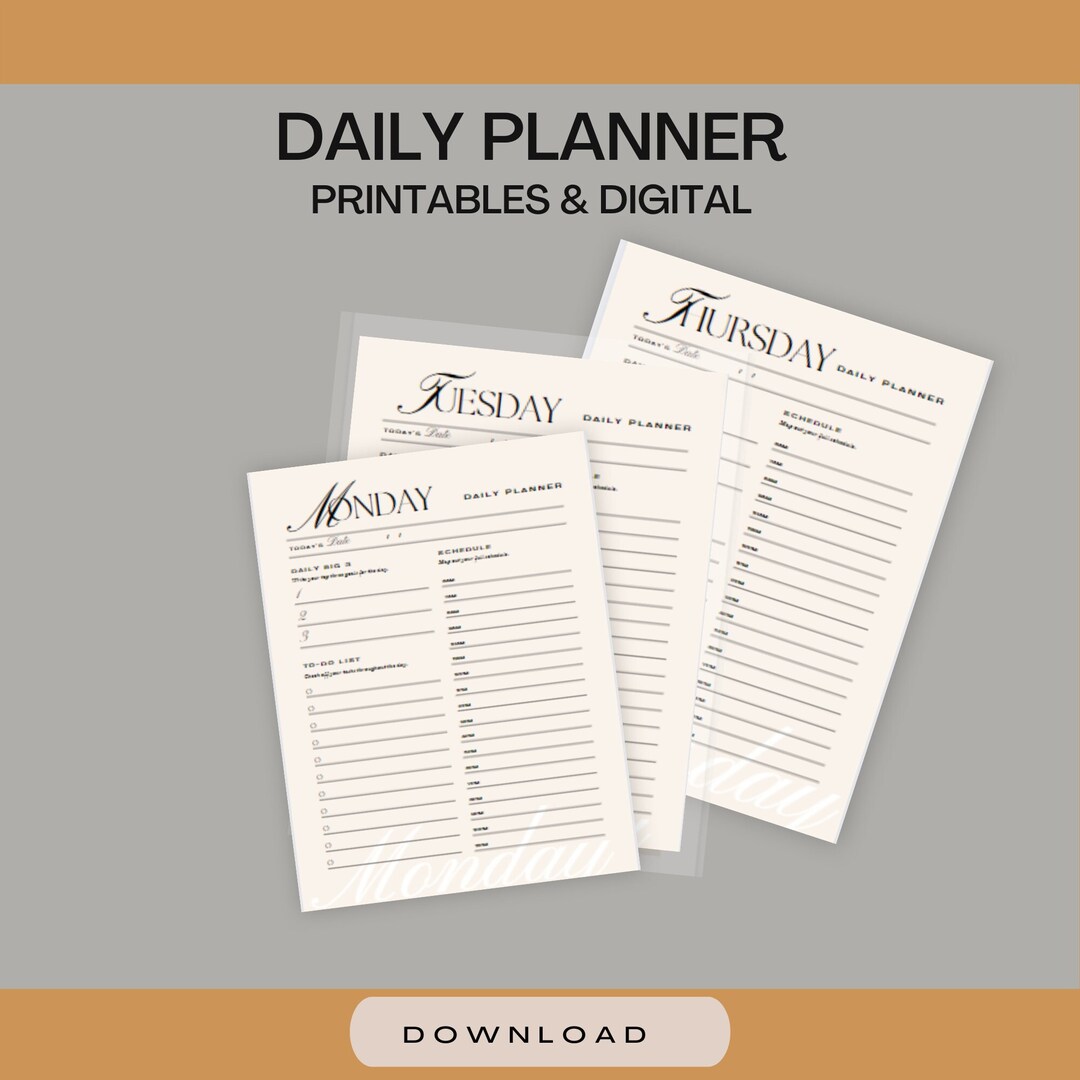 Daily Planner, Printable Planner, Personal Planner Bundle, Daily Weekly ...
