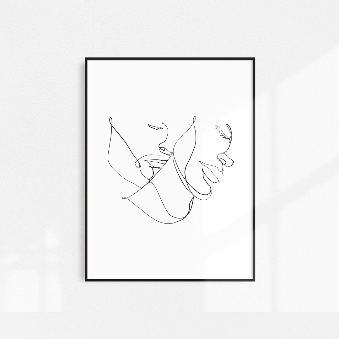 Couple Line Drawing, Line Drawing, Single Line Drawing, Line Drawing ...