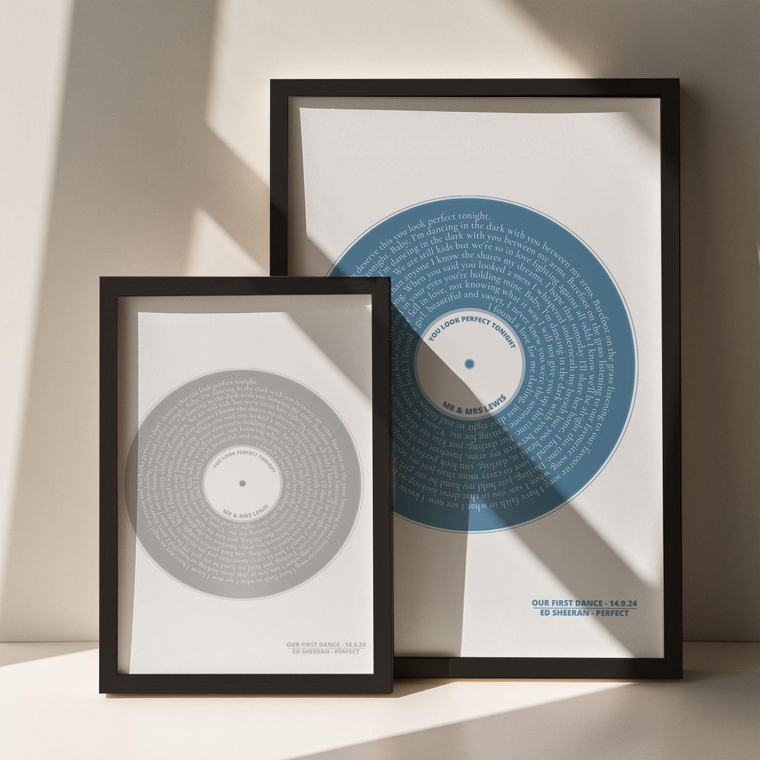 Digital Download - Vinyl Song Lyric Print, First Dance Wedding Song ...