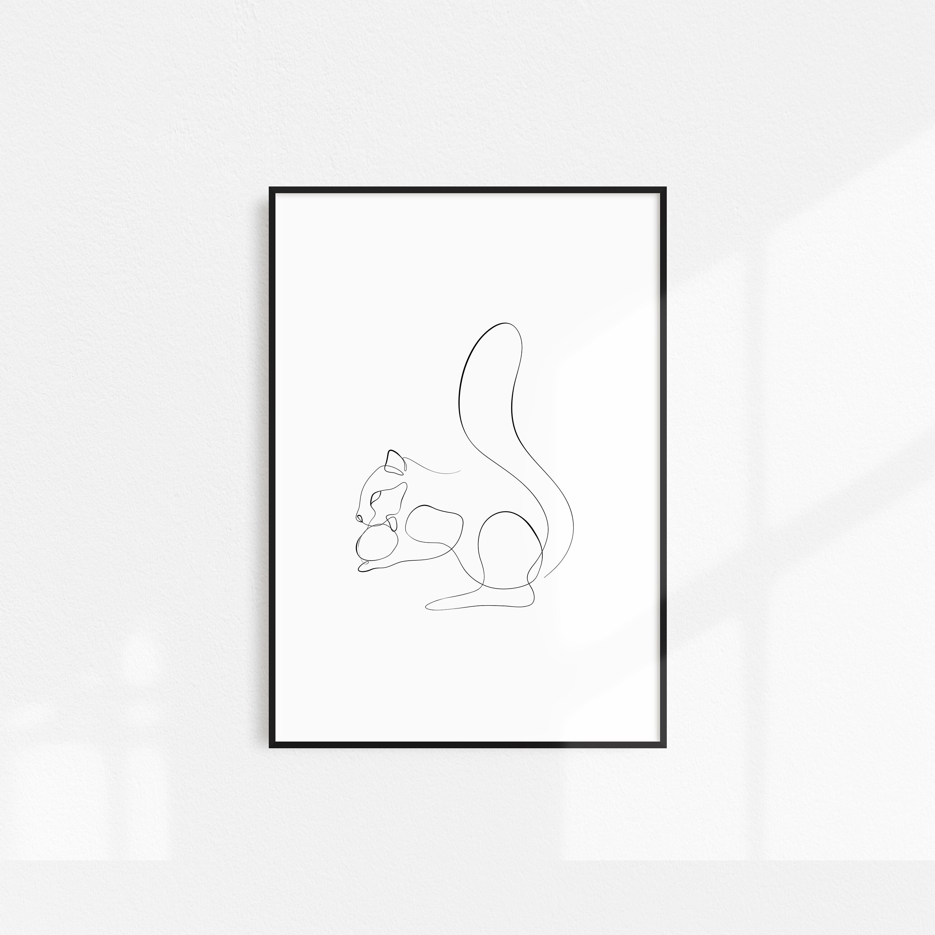 Squirrel Line Drawing, Line Drawing, Single Line Drawing, Line Drawing ...