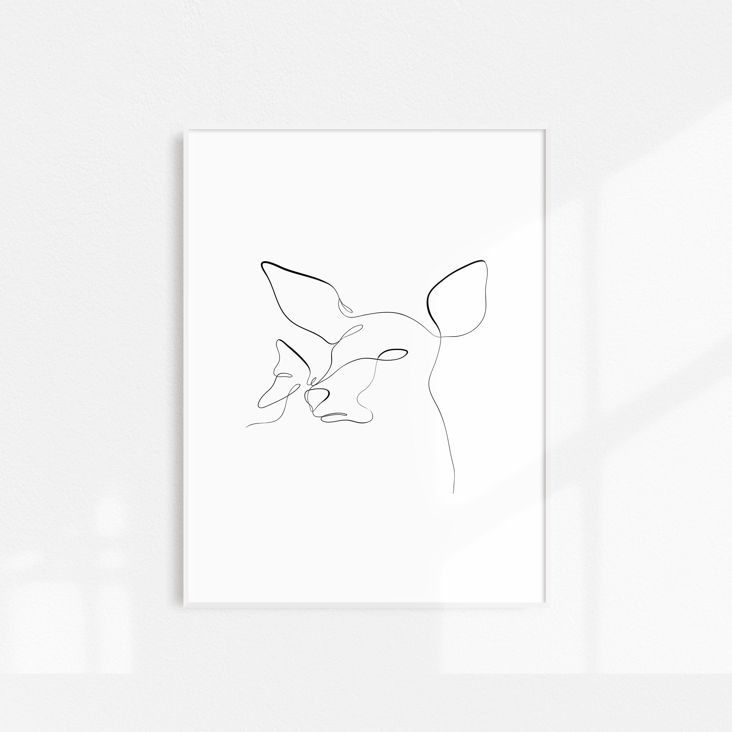Deer Line Drawing, Line Drawing, Single Line Drawing, Line Drawing Art ...