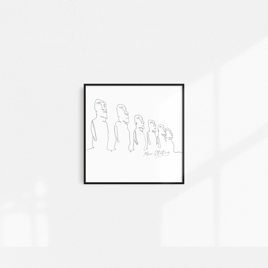 Moai Statues Line Drawing, City Line Drawing, Line Drawing, Single Line ...