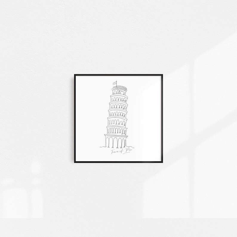 Tower of Pisa Line Drawing City Line Drawing Line Drawing - Etsy