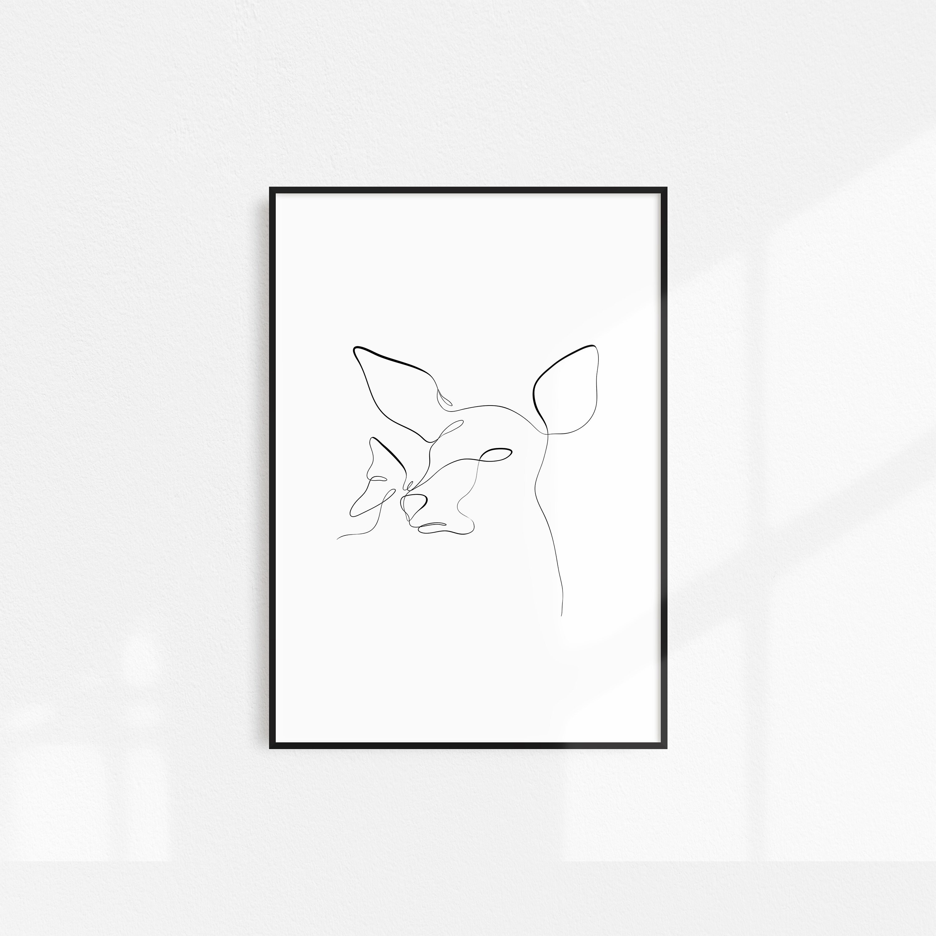 Deer Line Drawing, Line Drawing, Single Line Drawing, Line Drawing Art ...