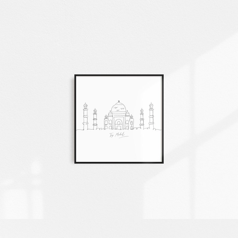 Taj Mahal Line Drawing City Line Drawing Line Drawing - Etsy