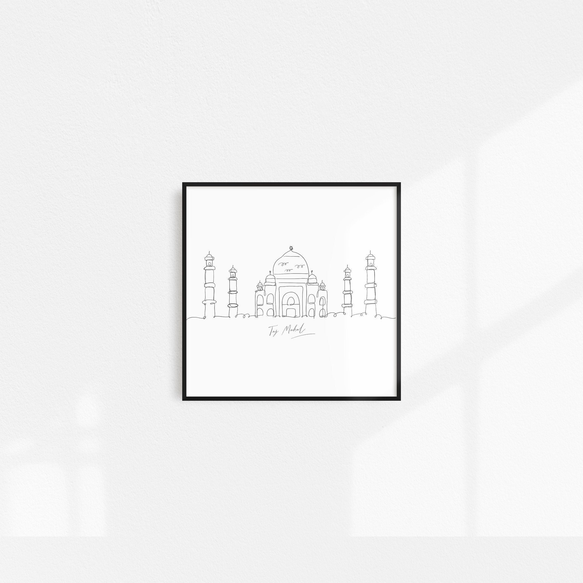 Taj Mahal Line Drawing City Line Drawing Line Drawing - Etsy