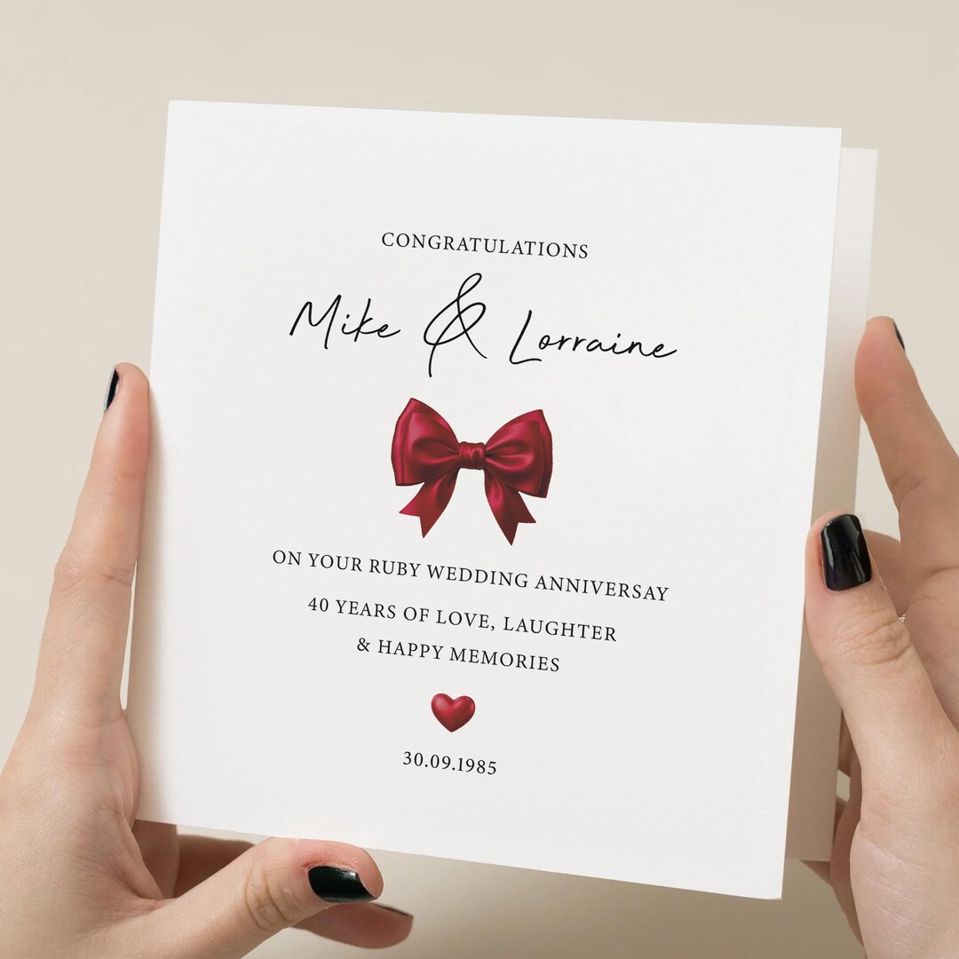 Personalised Ruby Anniversary Card: 40th Wedding Anniversary, Custom ...