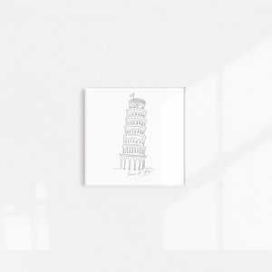 Tower of Pisa Line Drawing, City Line Drawing, Line Drawing, Single ...