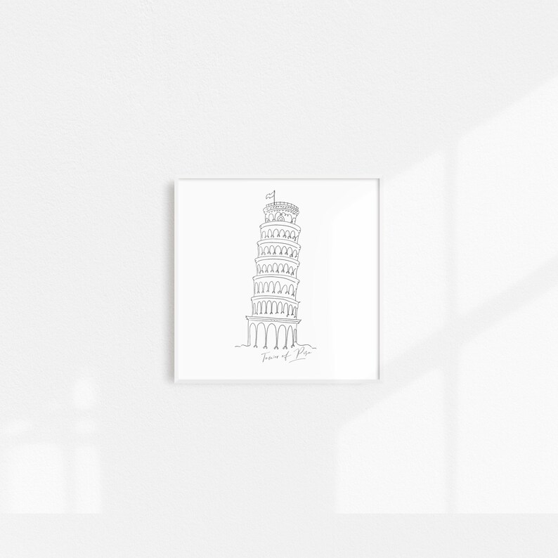Tower of Pisa Line Drawing City Line Drawing Line Drawing - Etsy