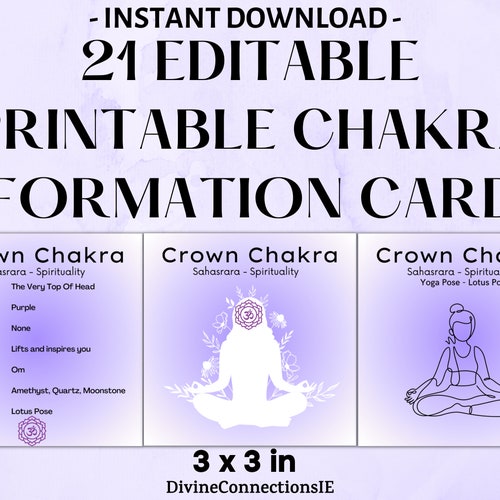 Chakra Card Set Printable PDF & Canva Template - Etsy