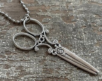 Scissors Silver Necklace - Etsy