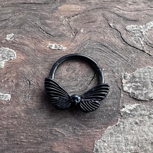 Moth Septum Ring/clicker Septum Ring/butterfly Septum Ring/death Moth ...