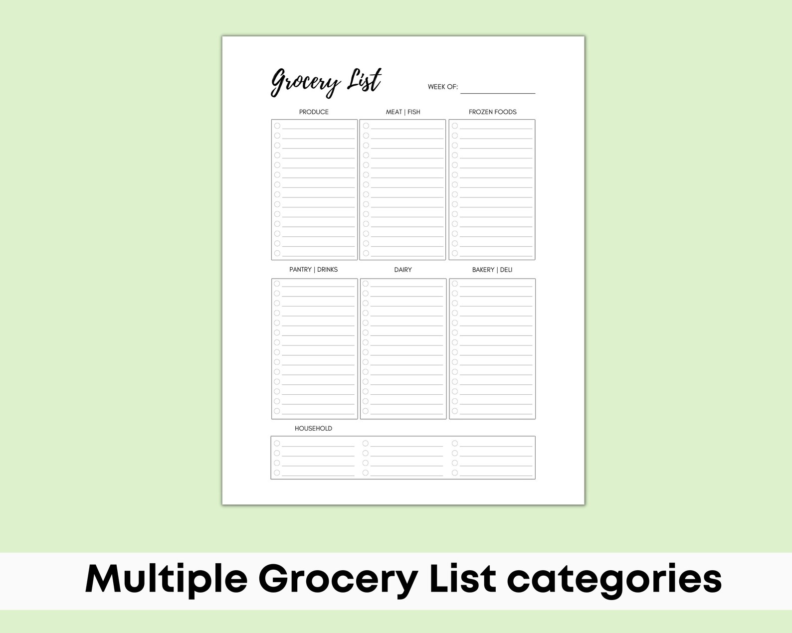 Printable Meal Planner and Grocery List, PDF Meal Plans and Shopping ...