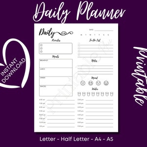 Printable Daily Organizer Productivity Planner Minimalist | Etsy