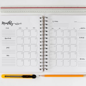 Minimalist Monthly Planner, Printable Month Organizer, Work From Home ...