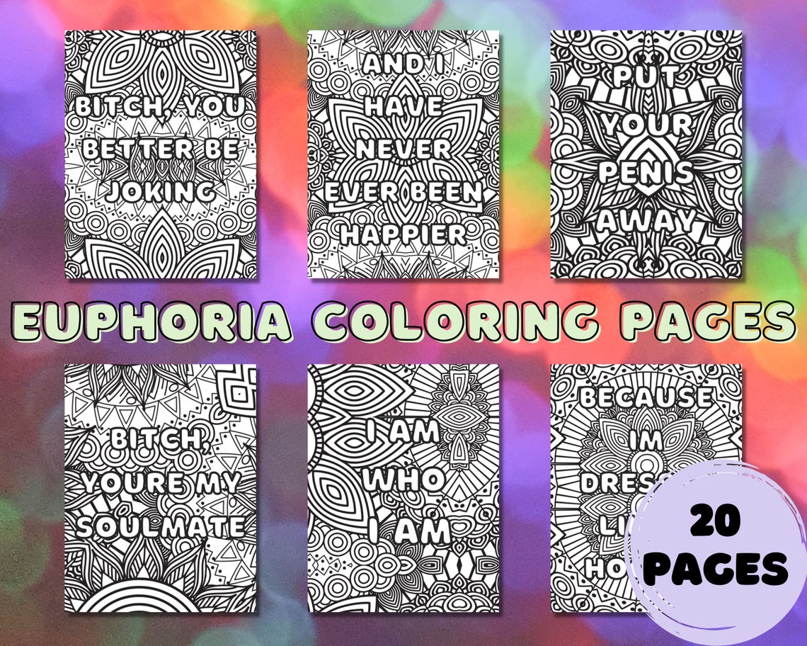 Euphoria Coloring Pages, Adult Coloring Book, Printable Coloring Sheets ...