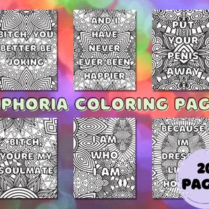 Euphoria Coloring Pages, Adult Coloring Book, Printable Coloring Sheets ...