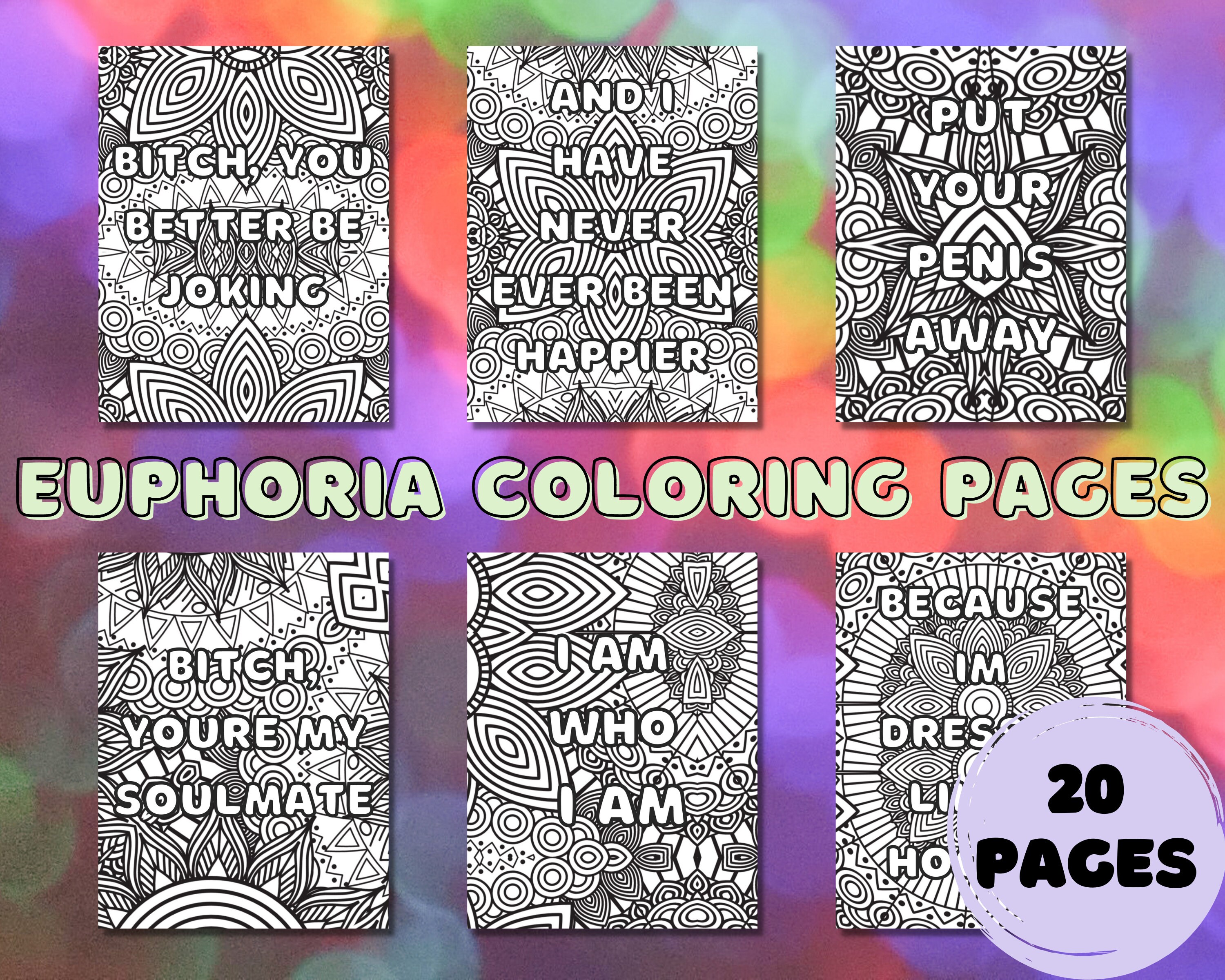 Euphoria Coloring Pages, Adult Coloring Book, Printable Coloring Sheets ...