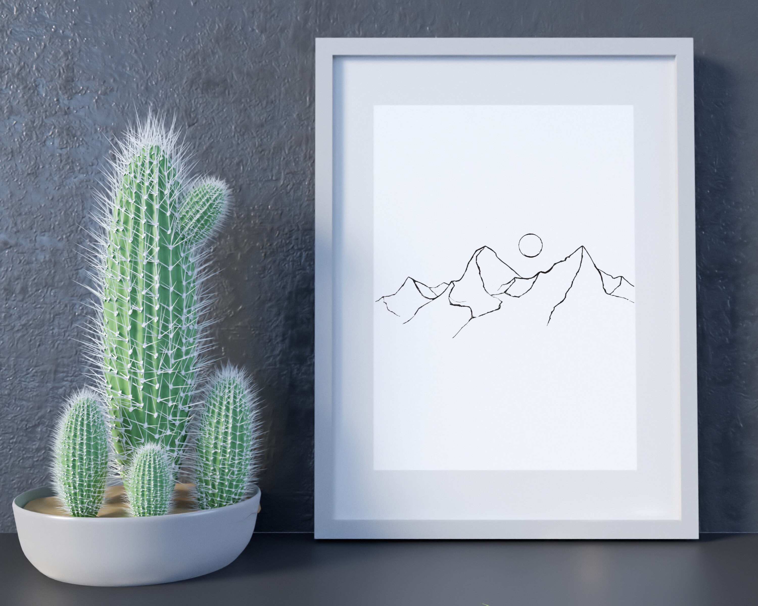 Minimalist Mountain Wall Art, Simple Line Art of Mountain Range ...