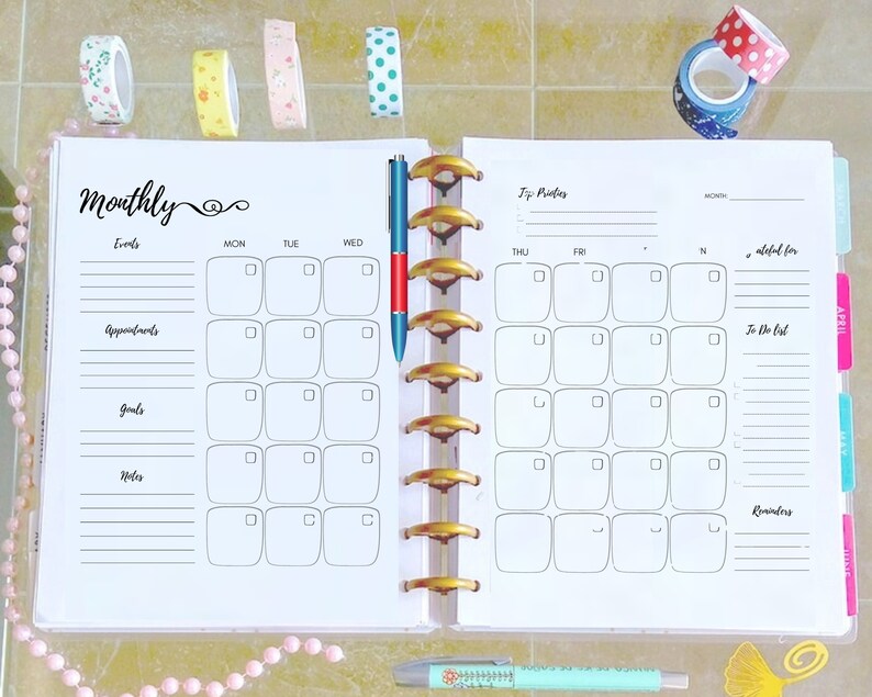 Minimalist Monthly Planner, Printable Month Organizer, Work From Home ...