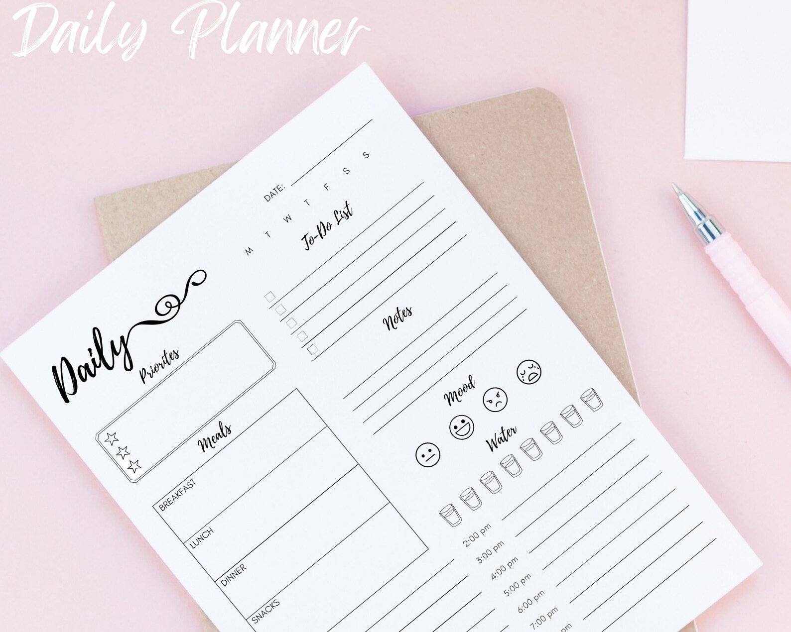 Printable Daily Organizer, Productivity Planner, Minimalist Planner ...