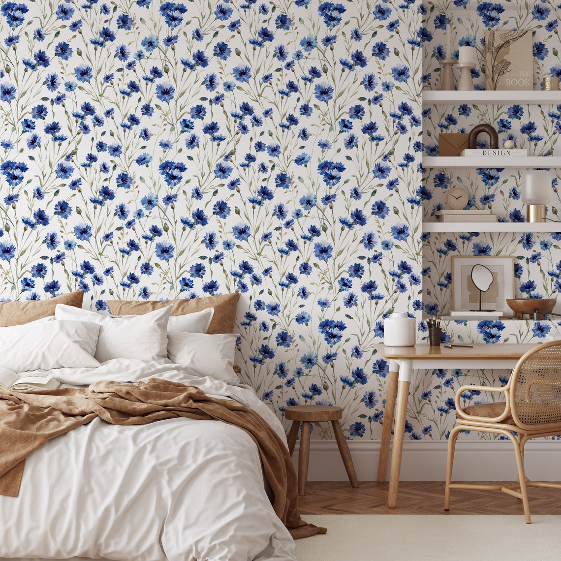 Peel and Stick Wallpaper Blue Wallpaper Removable Wallpaper - Etsy