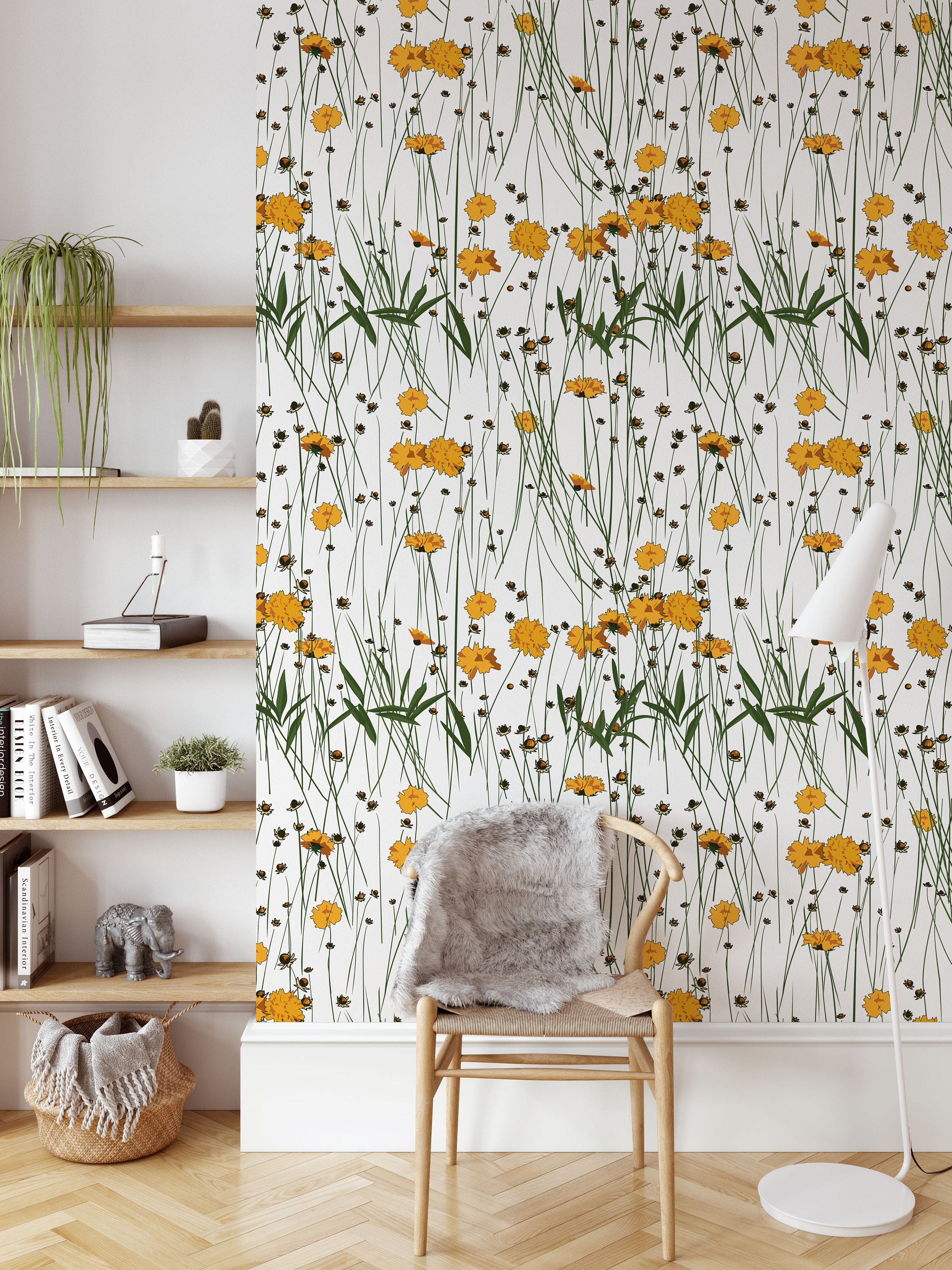 Wallpaper Mural Peel and Stick Wallpaper Yellow Wallpaper - Etsy