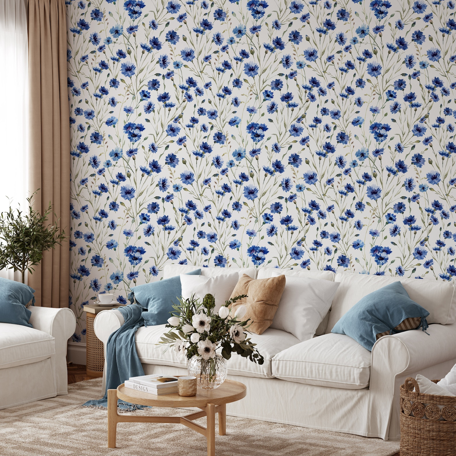 Peel and Stick Wallpaper Blue Wallpaper Removable Wallpaper - Etsy