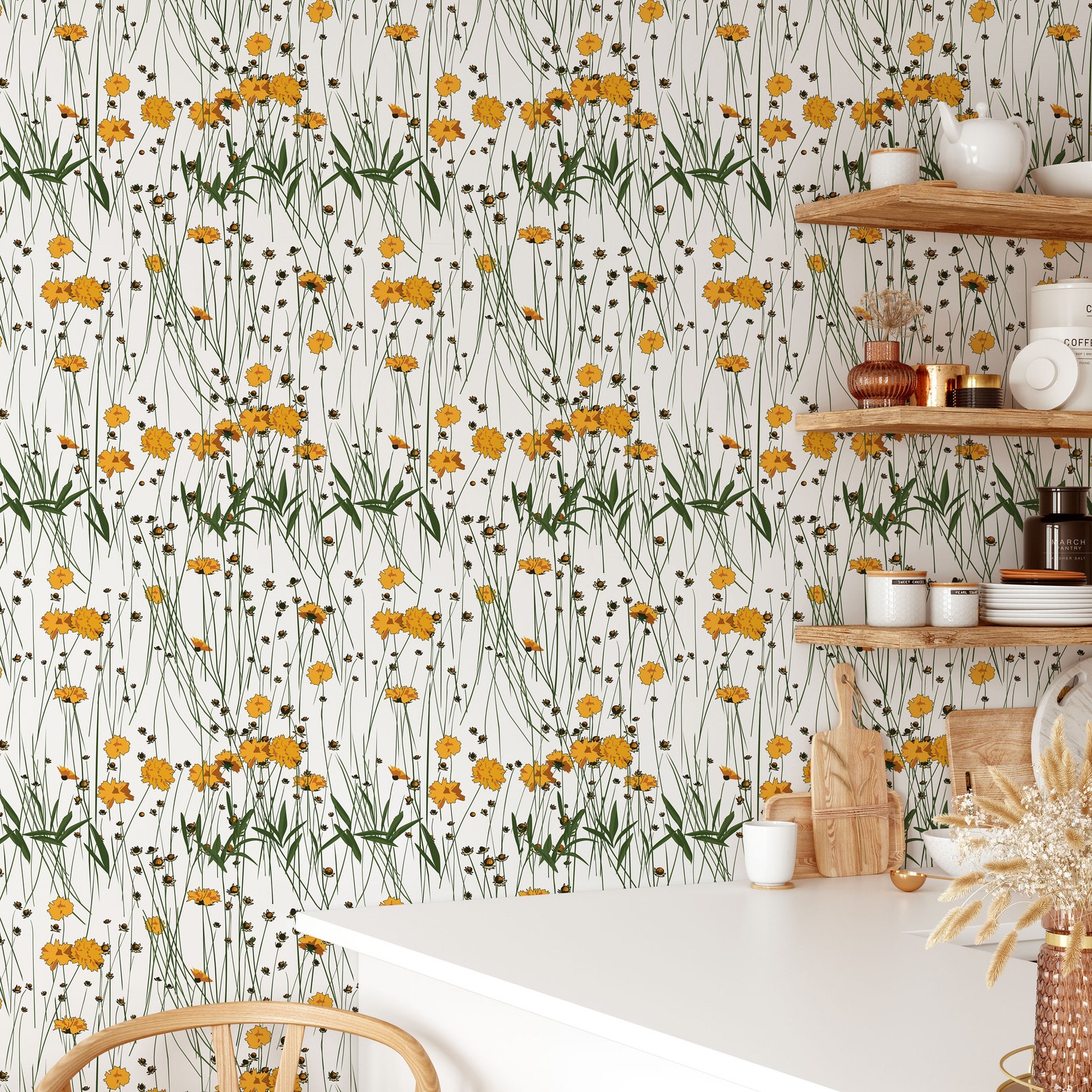 Wallpaper Mural Peel and Stick Wallpaper Yellow Wallpaper - Etsy