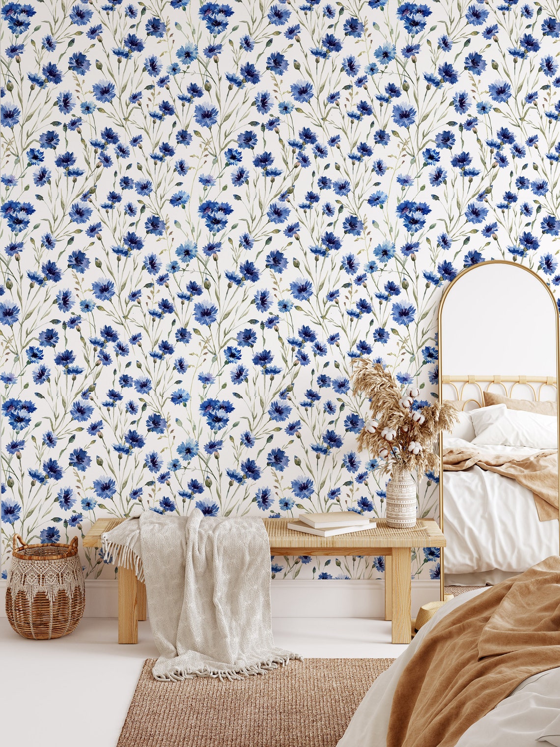 Peel and Stick Wallpaper Blue Wallpaper Removable Wallpaper - Etsy