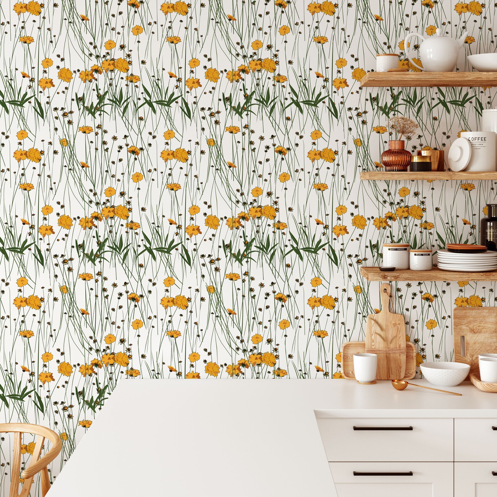 Wallpaper Mural Peel and Stick Wallpaper Yellow Wallpaper - Etsy